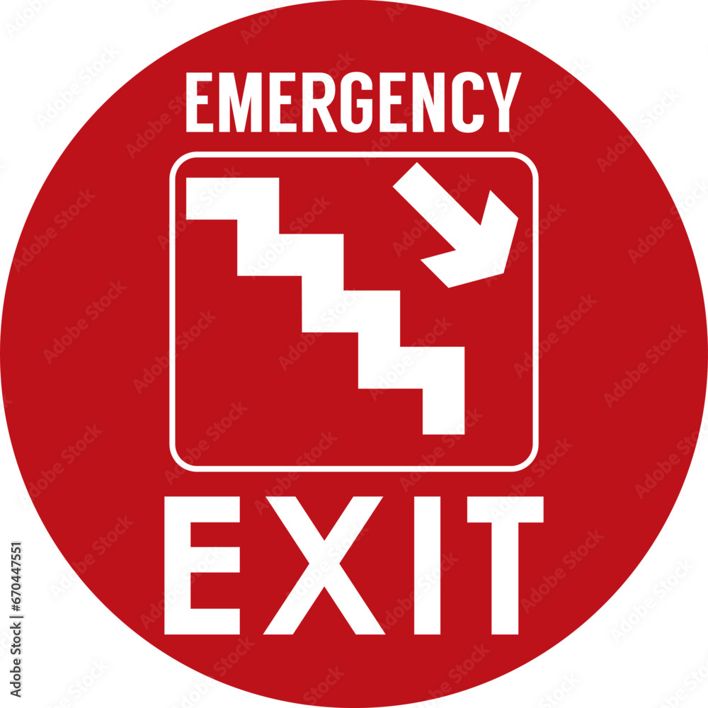 emergency exit door signage, vector illustration. template ready to ...