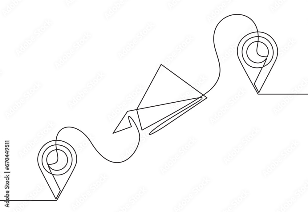 Стоковое векторное изображение «Continuous line drawing of Paper plane ...