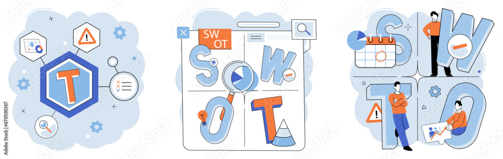 SWOT analysis. Vector illustration. Layouts determine visual ...