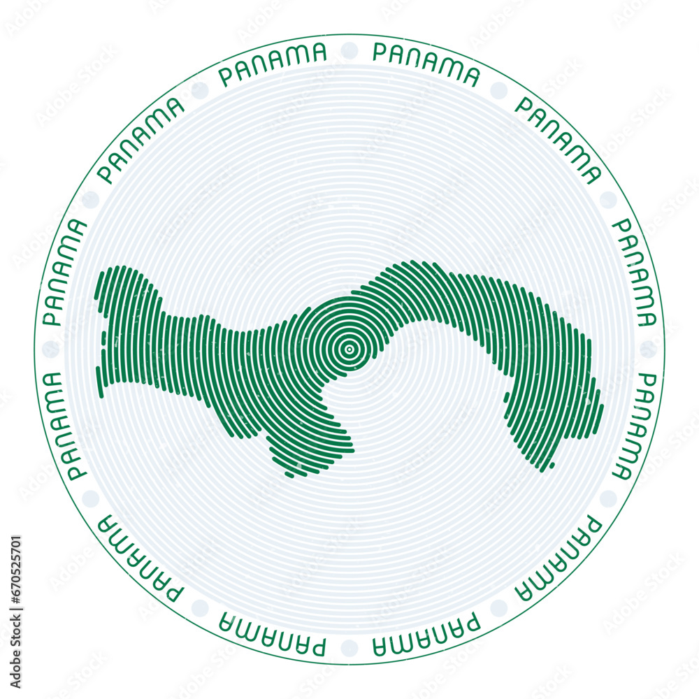 Panama shape radial arcs. Country round icon. Panama logo design poster ...