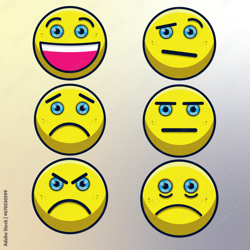 Emoticon, smiley faces, set of emojies, cartoon vector set, happy ...