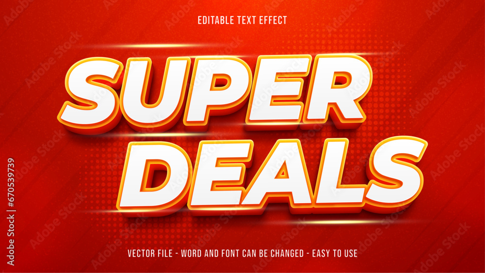 Editable super deals theme text effect, sale text style Stock Vector ...