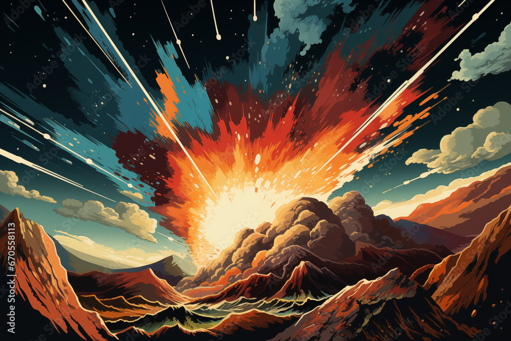 Ilustrace vintage-style poster of abstract representation of a ...