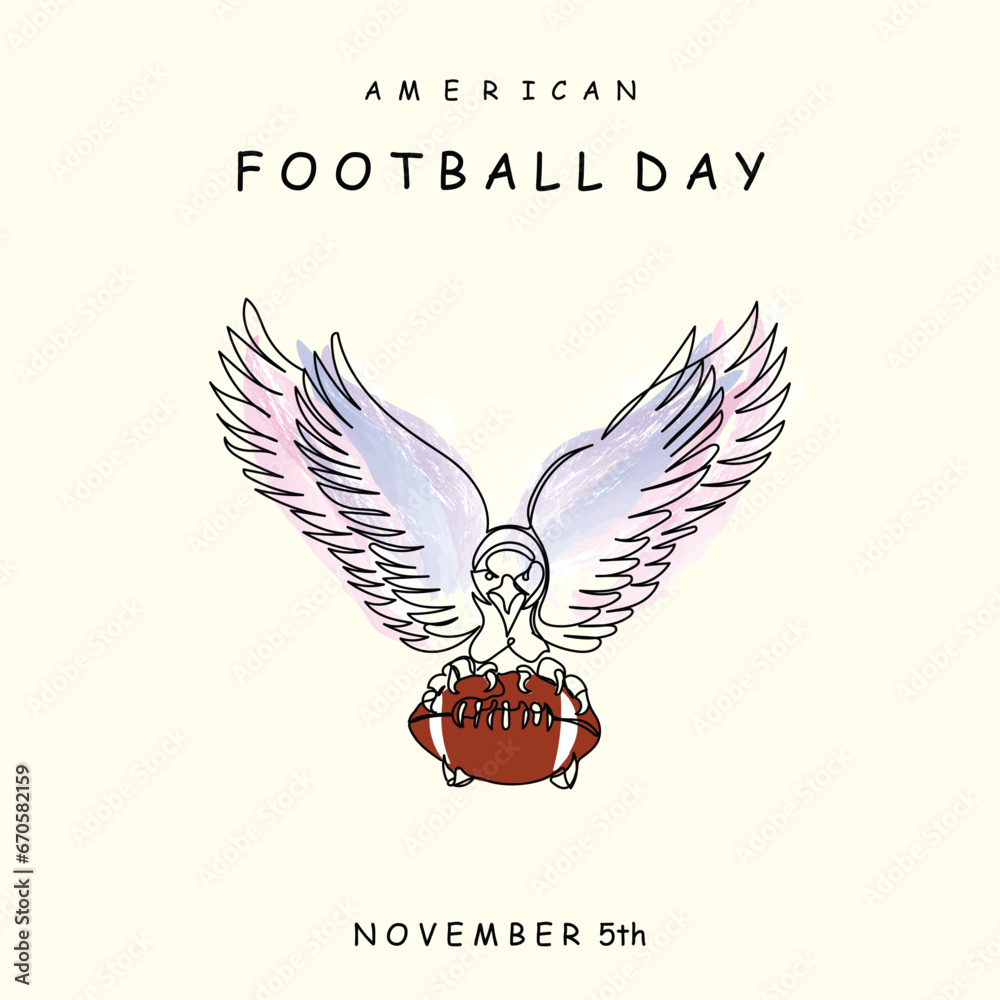 American football day line art vector. Continuous line art of falcon ...