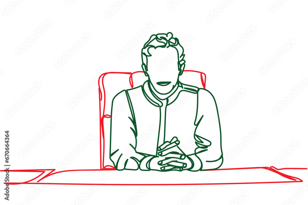 Continuous line art of an asian man. Pakistani culture. Vector of adult ...