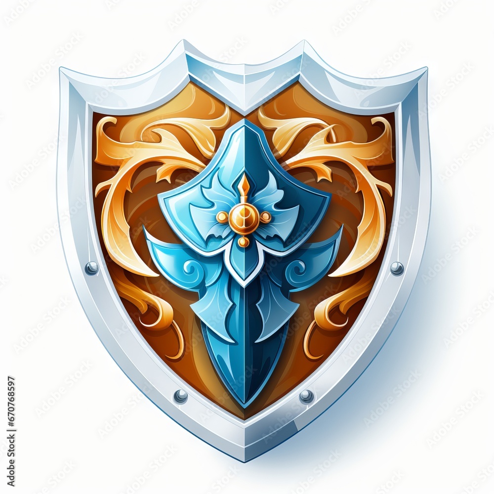 3d shield that combines elements of traditional heraldry with a modern ...