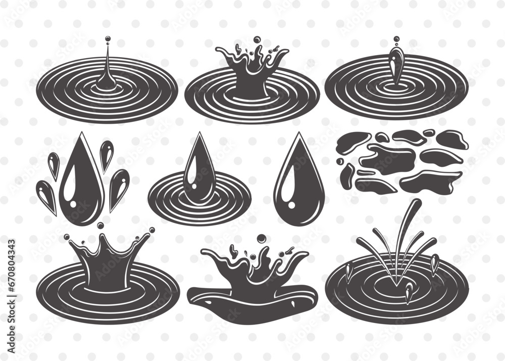 Стоковий вектор Water Droplets Clipart SVG Cut File | Droplets Svg ...