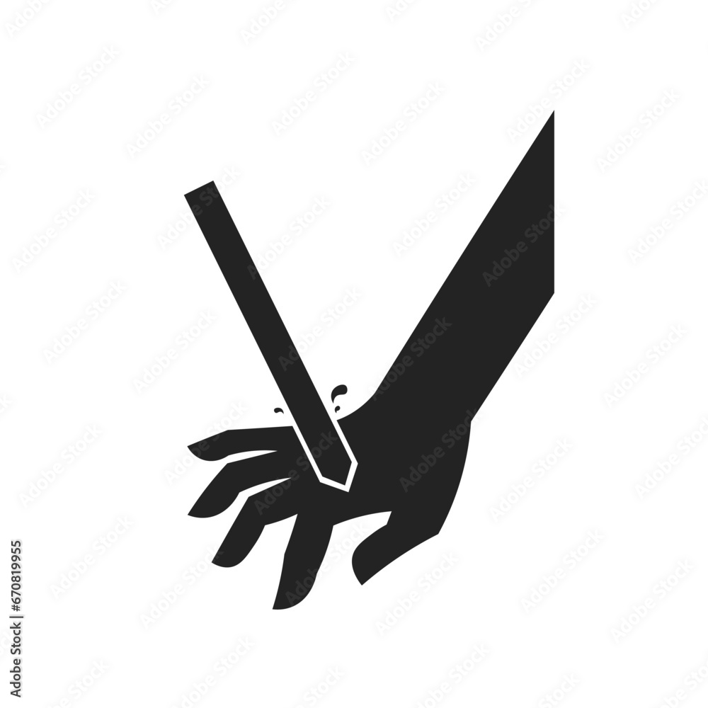 Isolated pictogram icon of hand injury with knife blade pinched machine ...
