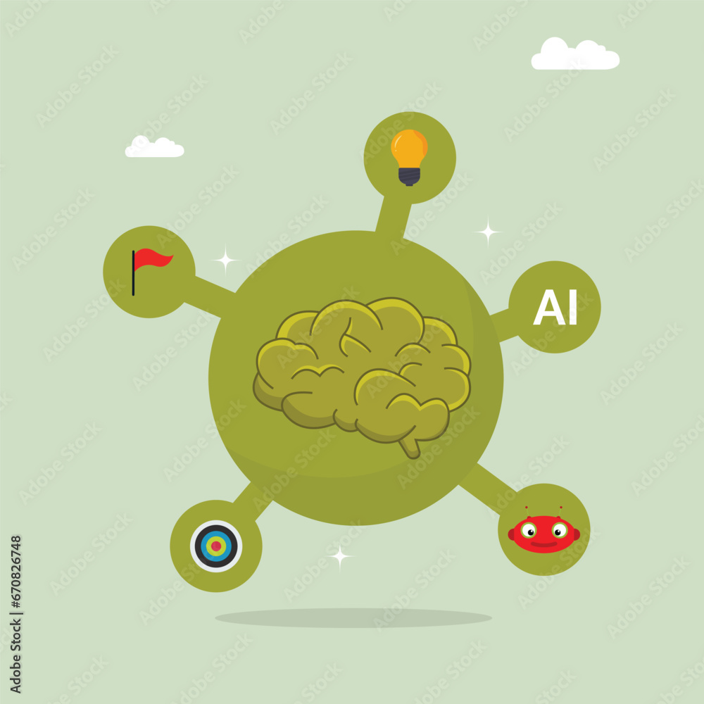 Brainstorming and mind analysis to achieve success, creative thinking, artificial intelligence ...