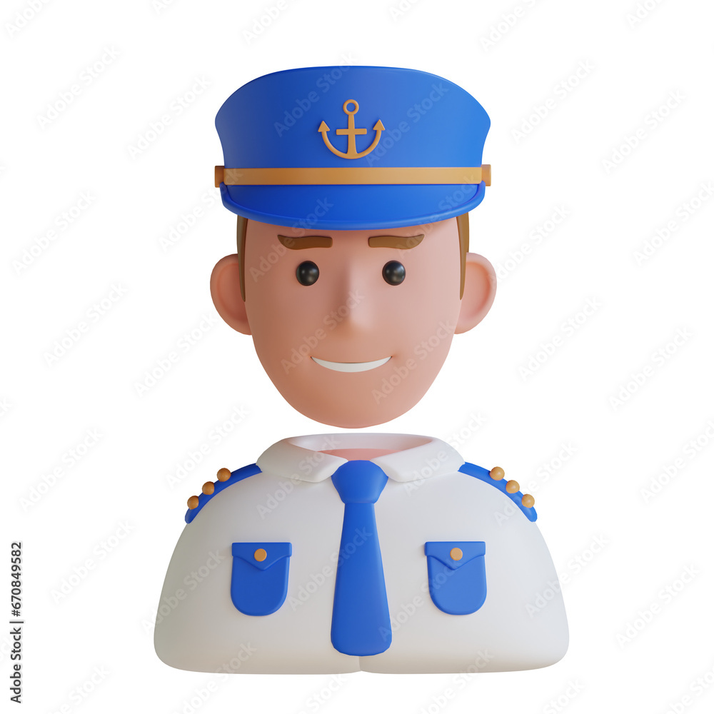 3D Ship Captain Model with Uniform and Captain's Hat. Detailed ...