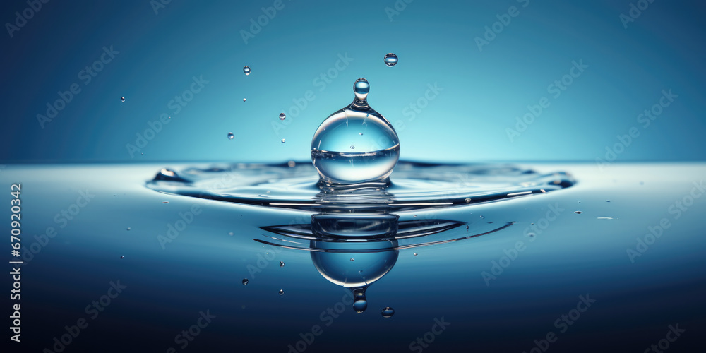 Water conservation image depicting a droplet, falling into a mass of ...