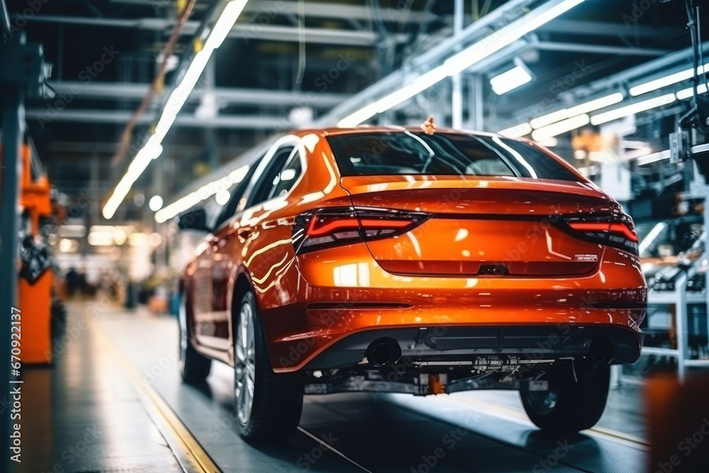 Assembly line for the production of modern cars. The final stage of ...