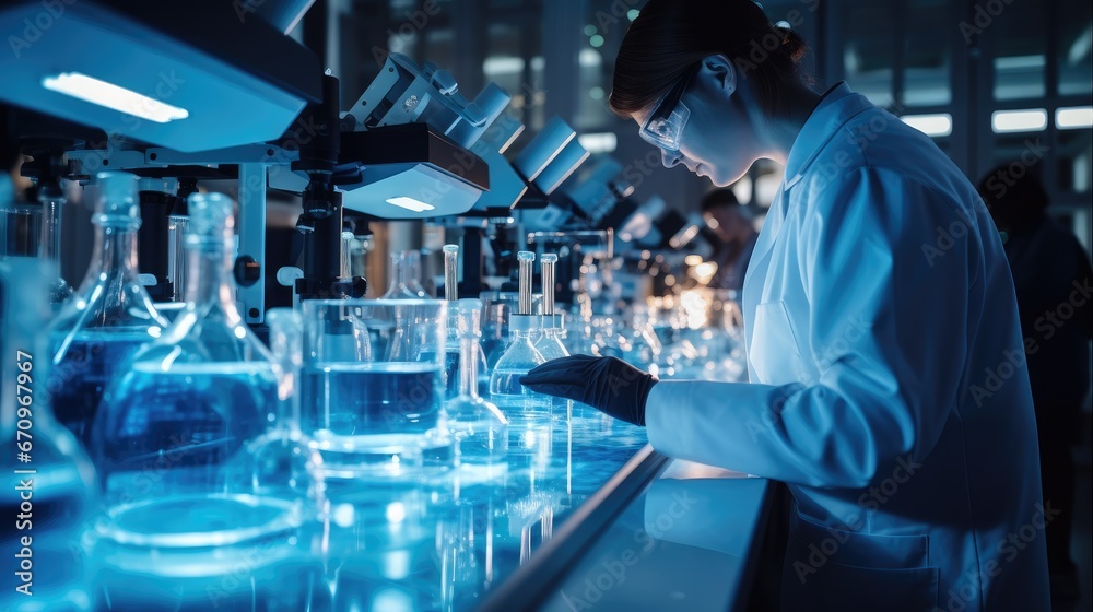 Professional researchers working in medical science laboratory ...