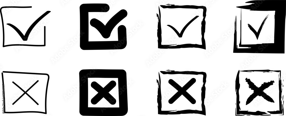 Check mark icon vector set on transparent background. Approval check ...