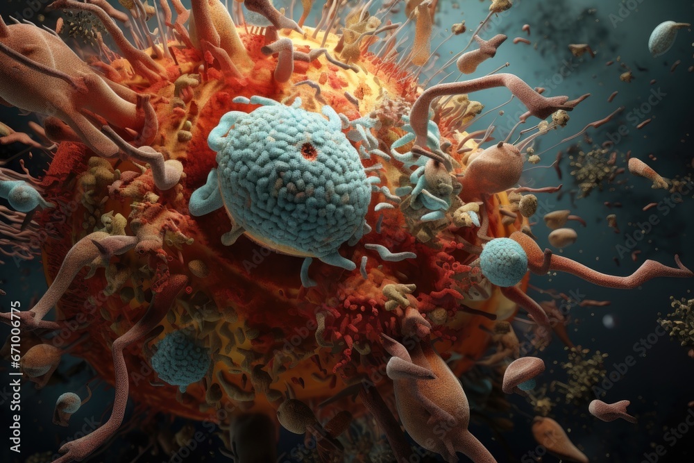 cancer cell or tumor illustration in high detail as a medical science ...