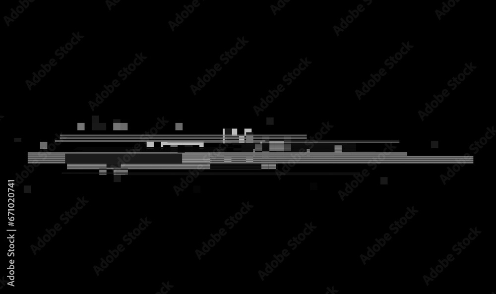 Horizontal distortion of broken video image on black background, VHS ...