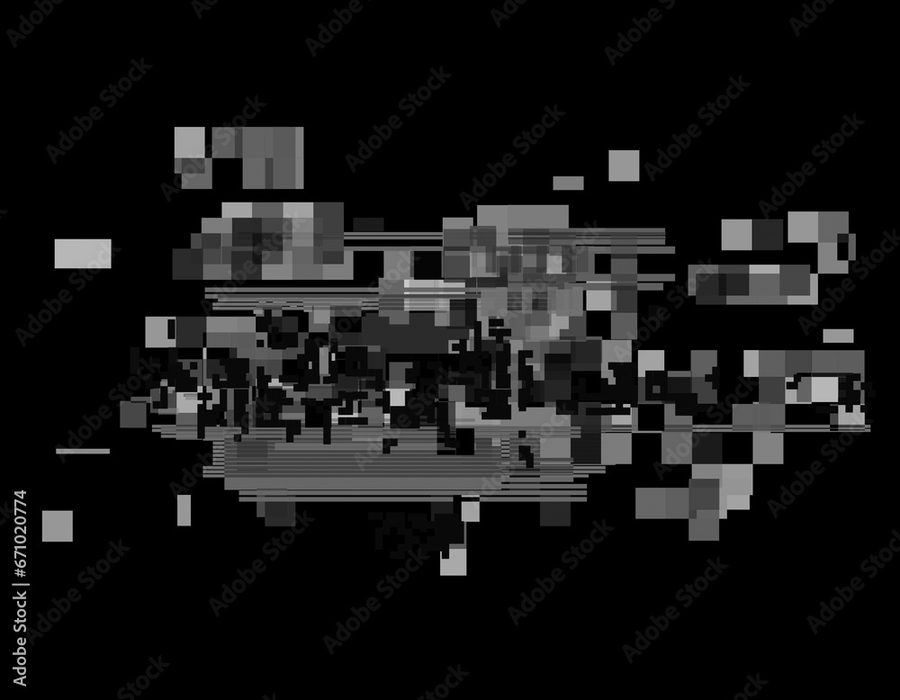 Horizontal distortion of broken video image on black background, VHS ...