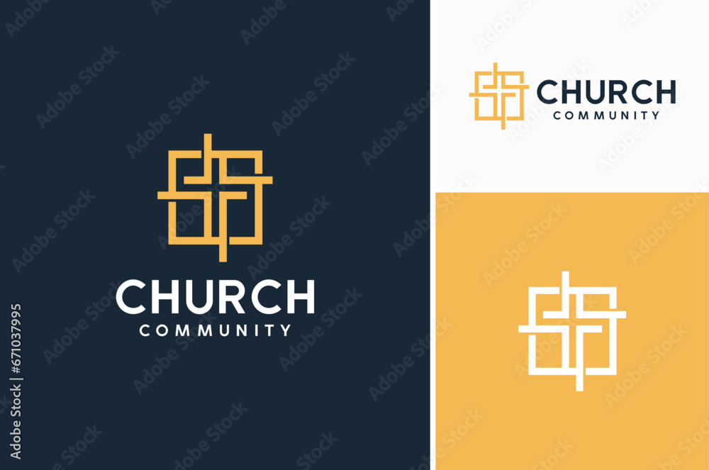 Vector de Stock Crucifix Christ Cross with Square Frame for Church ...