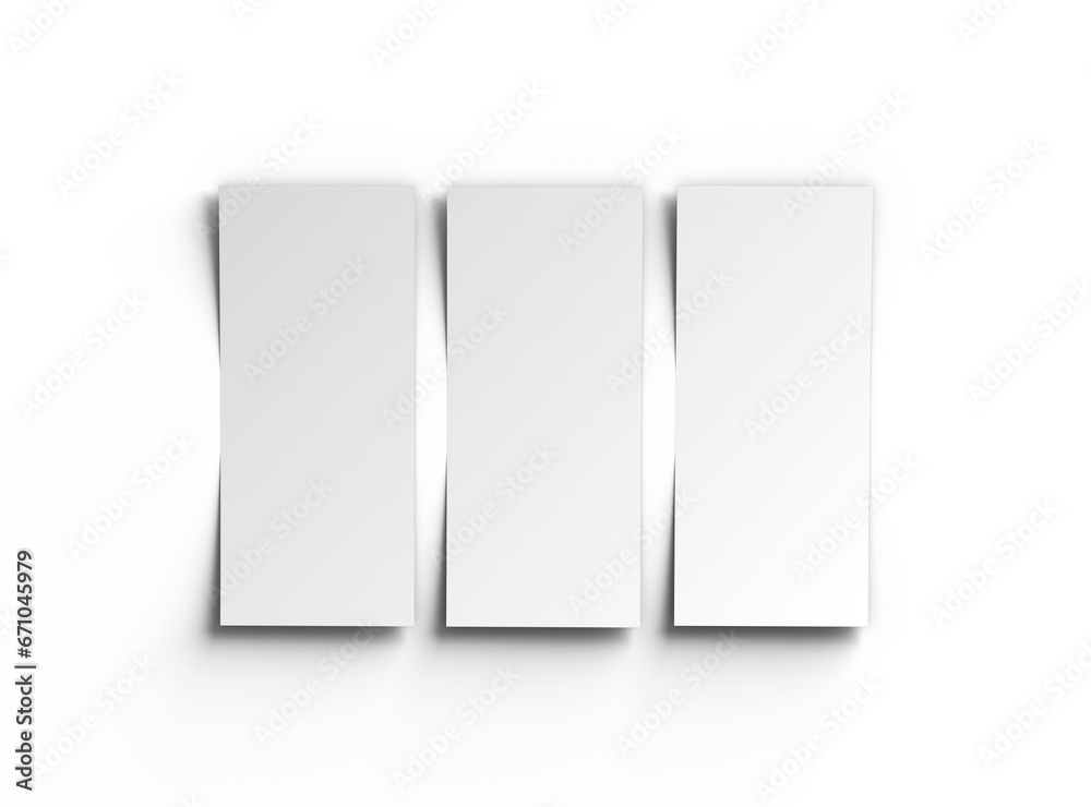 Blank 4x9 Rack Card Sized Flyers to present your design. 3d render on a ...