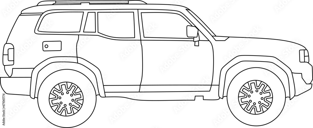 off-road car line art for coloring book Stock Vector | Adobe Stock