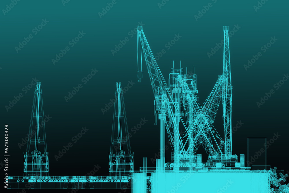 Berth construction. Scheme. The scene of the construction of a berth ...