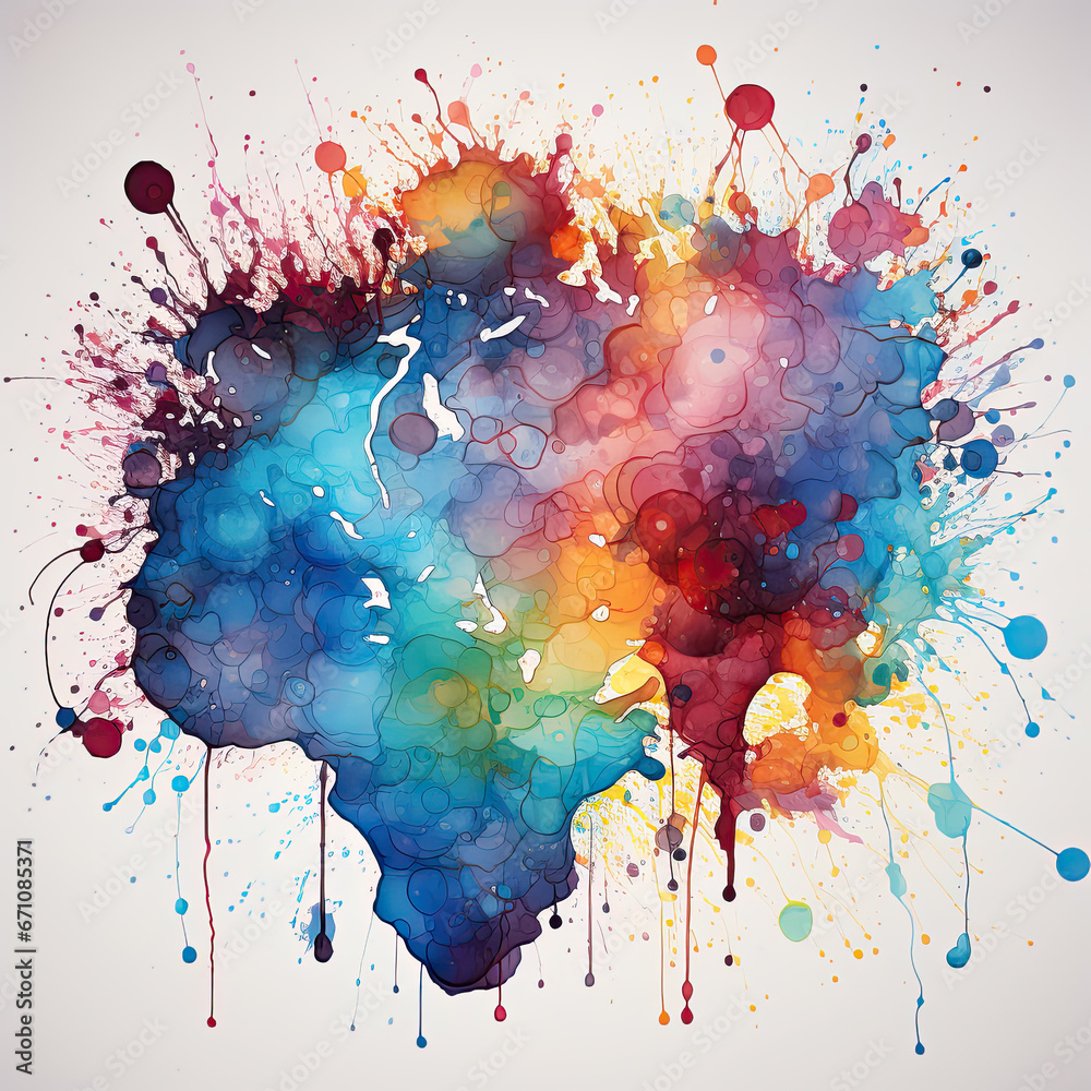 Watercolor Splash art globe white background Clipart, Generative Ai ...