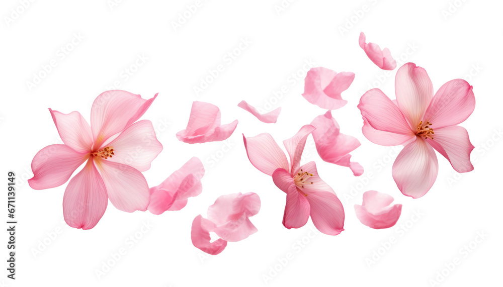 flying pink petals isolated on transparent background cutout Stock ...