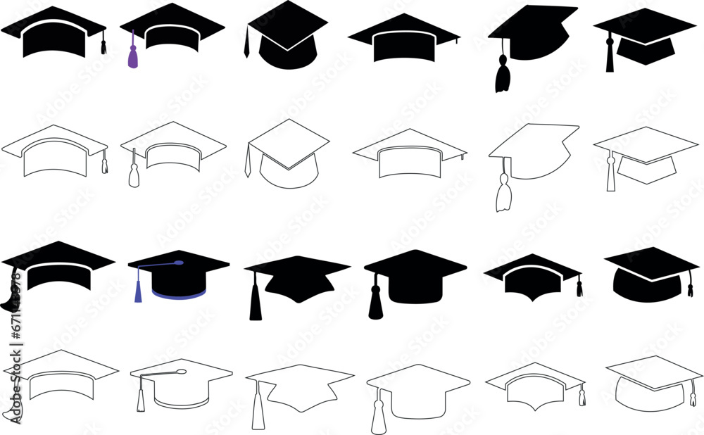 Graduation cap vector illustration isolated on white background ...