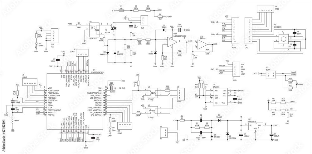 Schematic diagram of electronic device. Vector drawing electrical ...