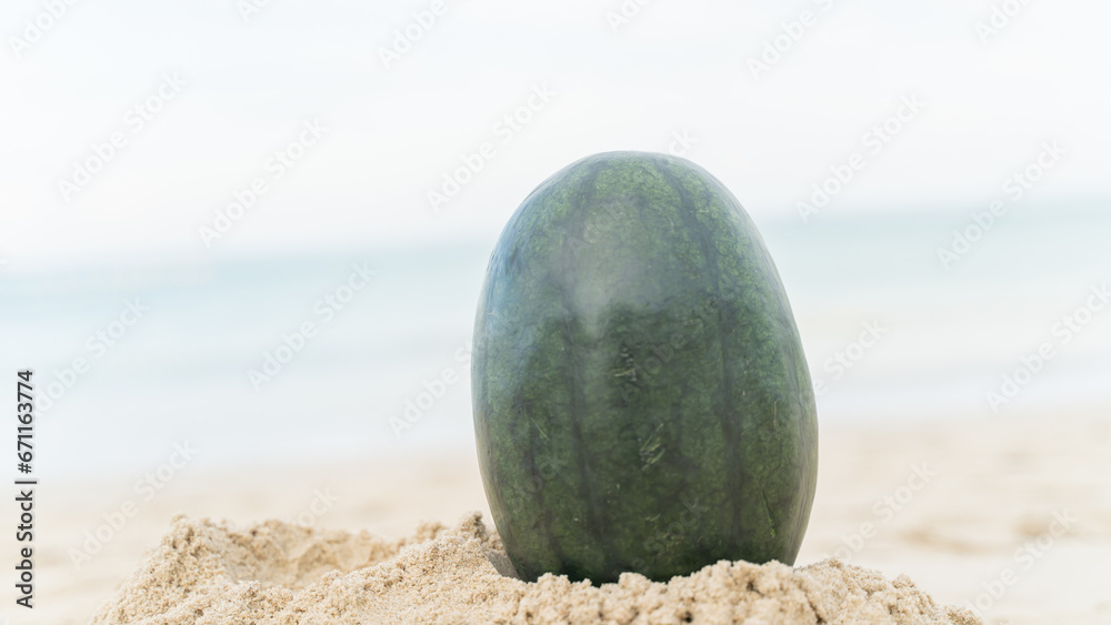 Fruit man made from watermelon on the beach fruit tourism for health ...