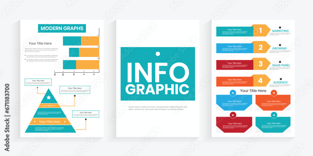 Infographic design a4 insert chart graph flier, set of marketing data ...