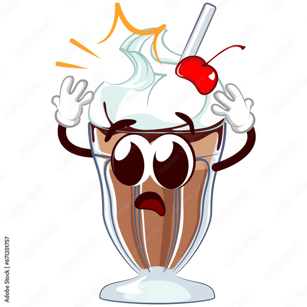 Vektor mascot character of a milkshake glass with a funny face upset ...