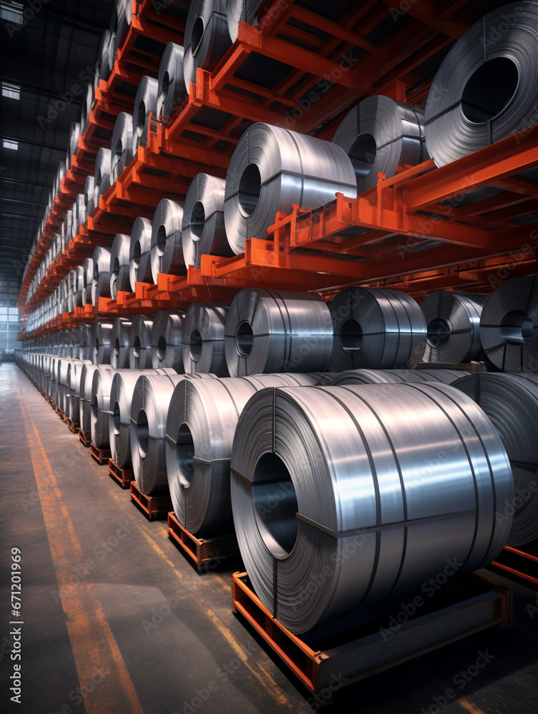 Roll of Steel Sheet in Factory Warehouse. Strip Galvanised Steel Coil ...