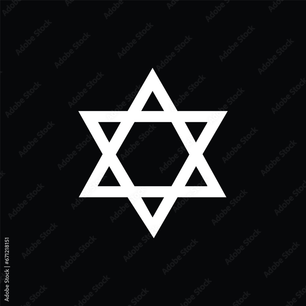 Solomon Hexagram. The Star of David. black background Magen David. Six ...