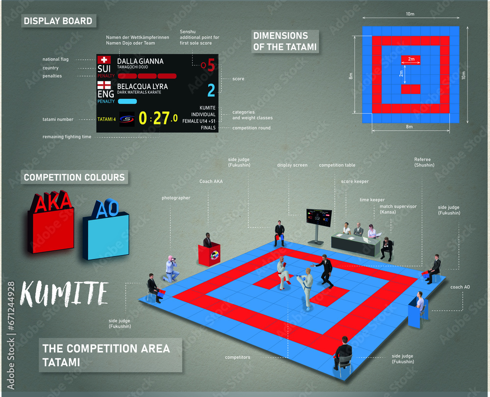 Tatami Rules and Dimensions in Karate Stock Illustration | Adobe Stock