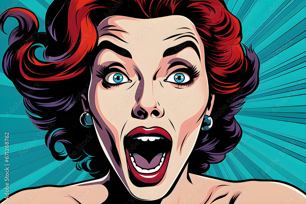 Shocked, scared woman in cartoon style Stock Illustration | Adobe Stock