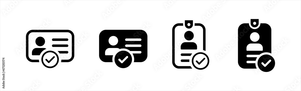 Vector de Stock Personal information icon. ID Card with Circle tick ...