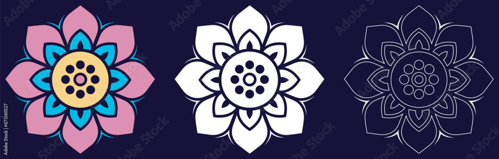 Mandala Pattern Designs in three different styles, floral mandal indian ...