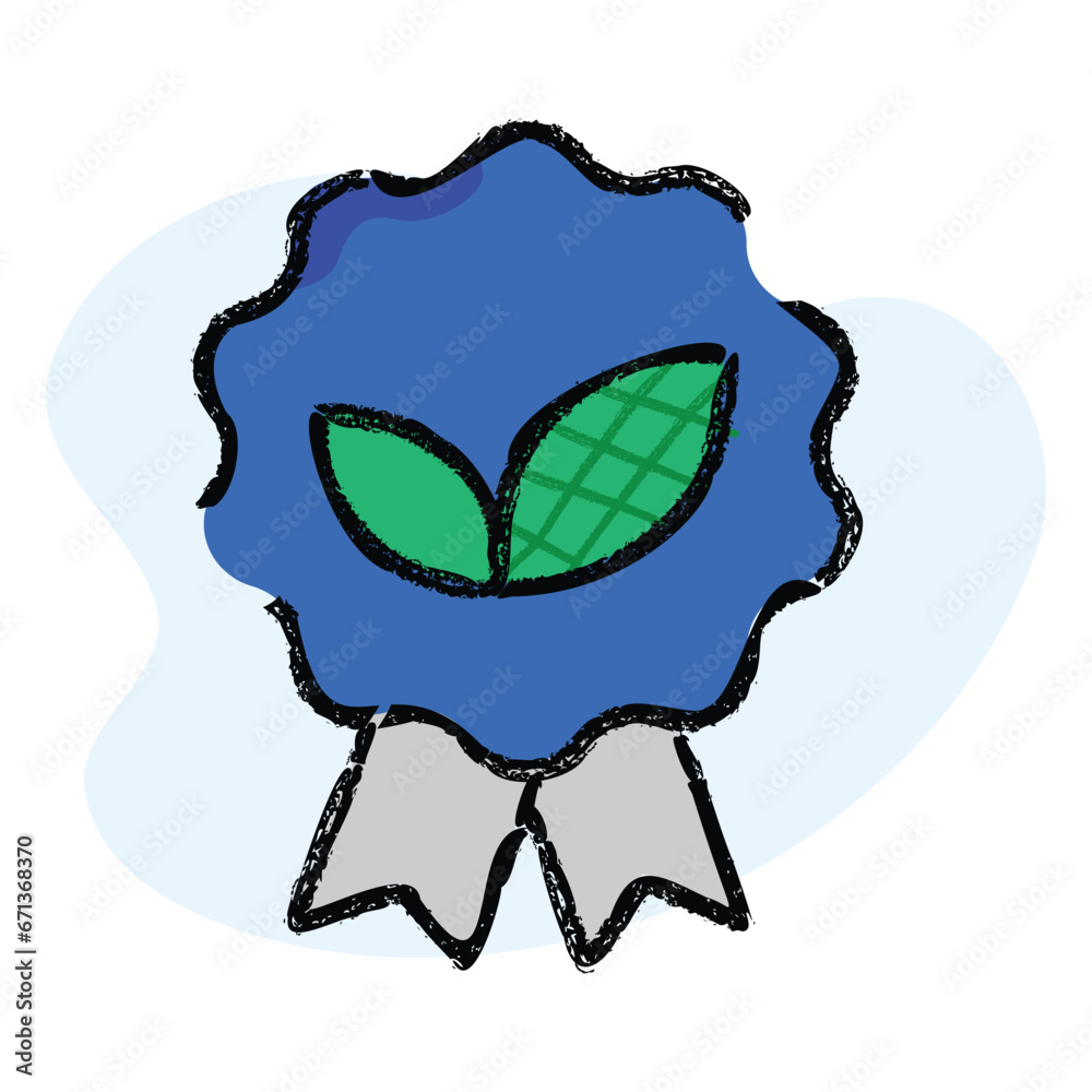 Badge with Two Leaves Icon. An icon of a badge with two leaves to ...
