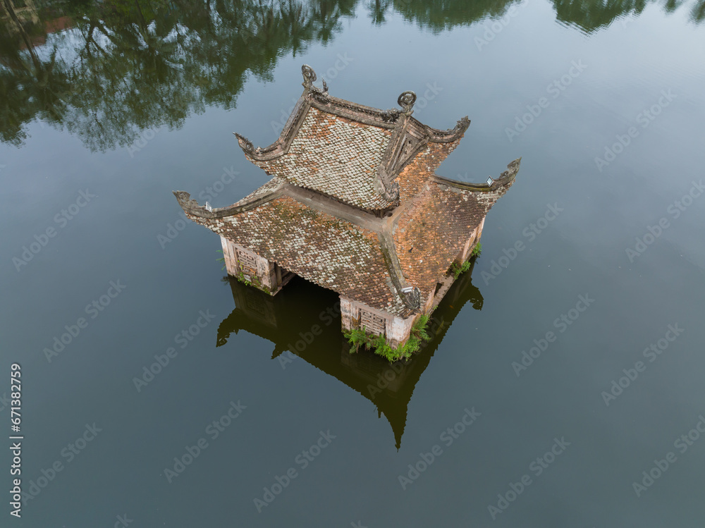 Floating temple in Thay Pagoda or Chua Thay, one of the oldest Buddhist ...