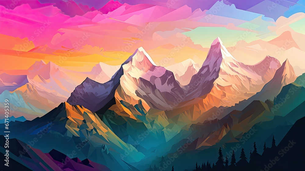 Himalaya Mountains clean vector lines, creating a vibrant and dynamic ...