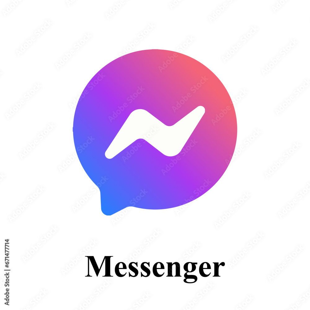 Collection of different Messenger icons. Social media logo. Line art ...