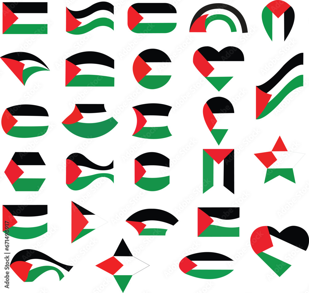 Vector de Stock Set of Palestine flag colors flat icons, vector signs ...