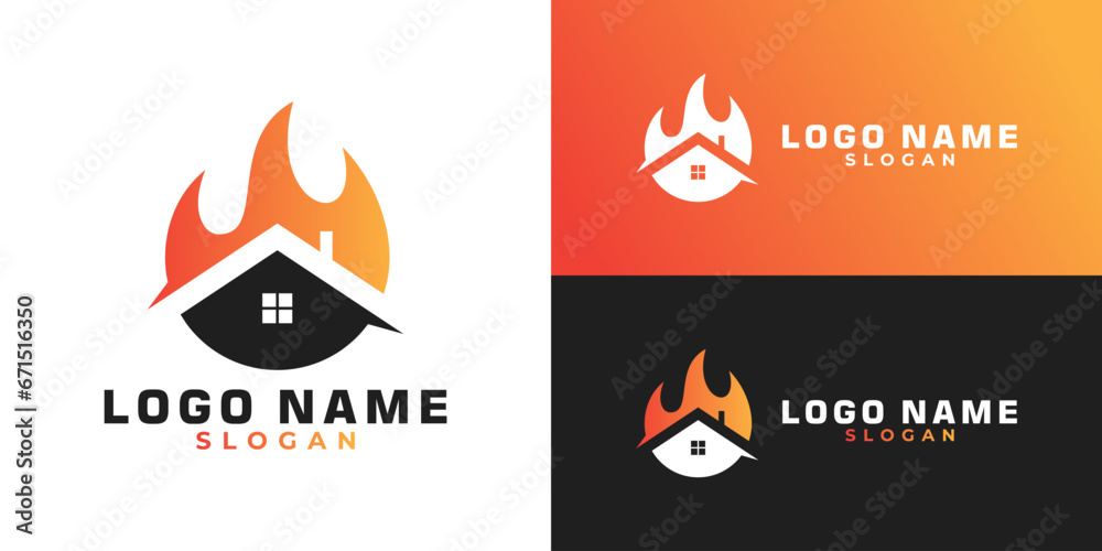 House fire vector logo design template. fire alarm logo concept ...