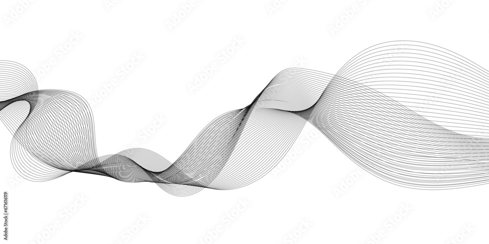 Abstract wavy technology curve lines on transparent background isolated ...