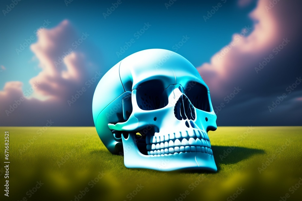 Human skull isolated on grey background,Human skull on the floor Stock ...