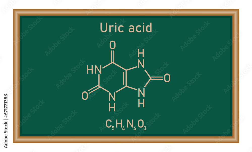 Chemical structure of uric acid (C5H4N4O3). Chemical resources for ...