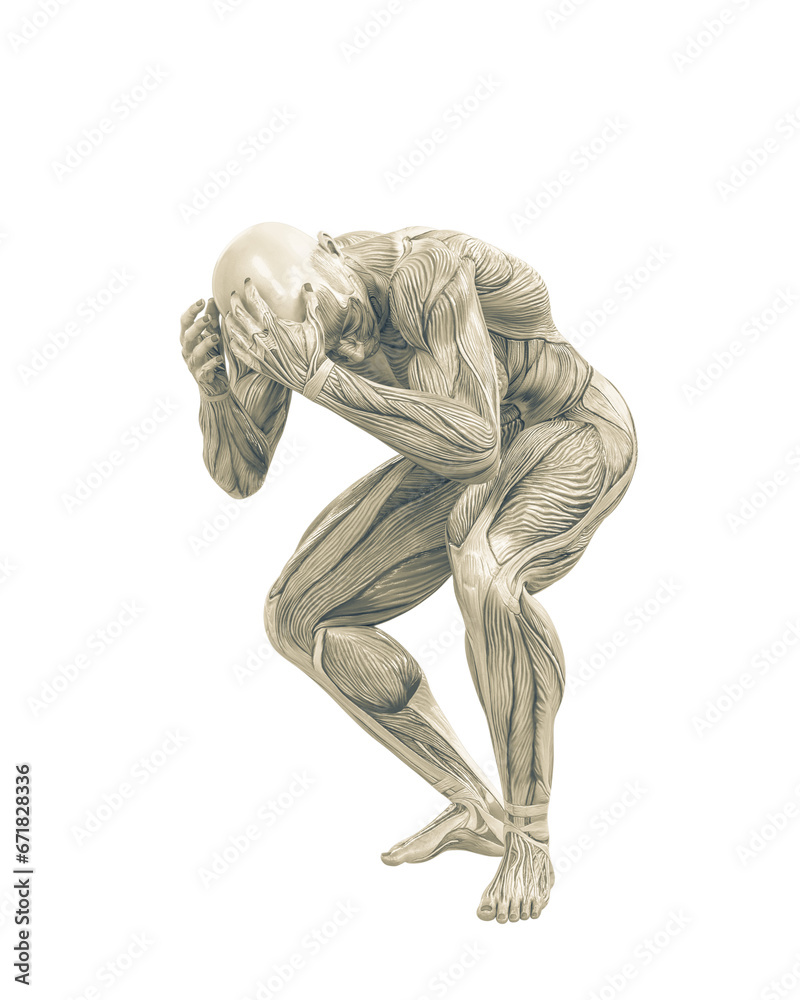 female swole muscle maps on scared pose Stock Illustration | Adobe Stock