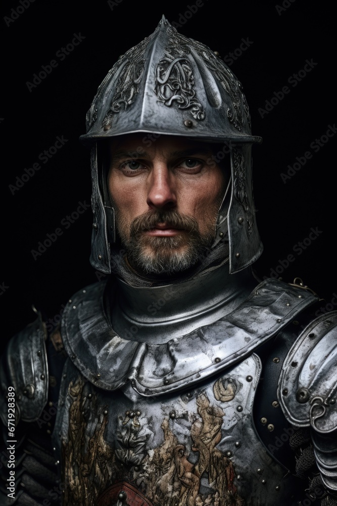 Medieval knight of honor, with armor, war veteran, history and fantasy ...