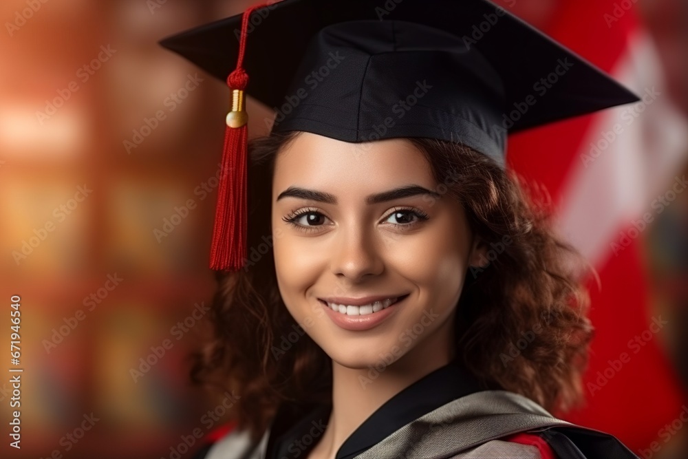 study in Canada concept, young adult woman student graduated from ...